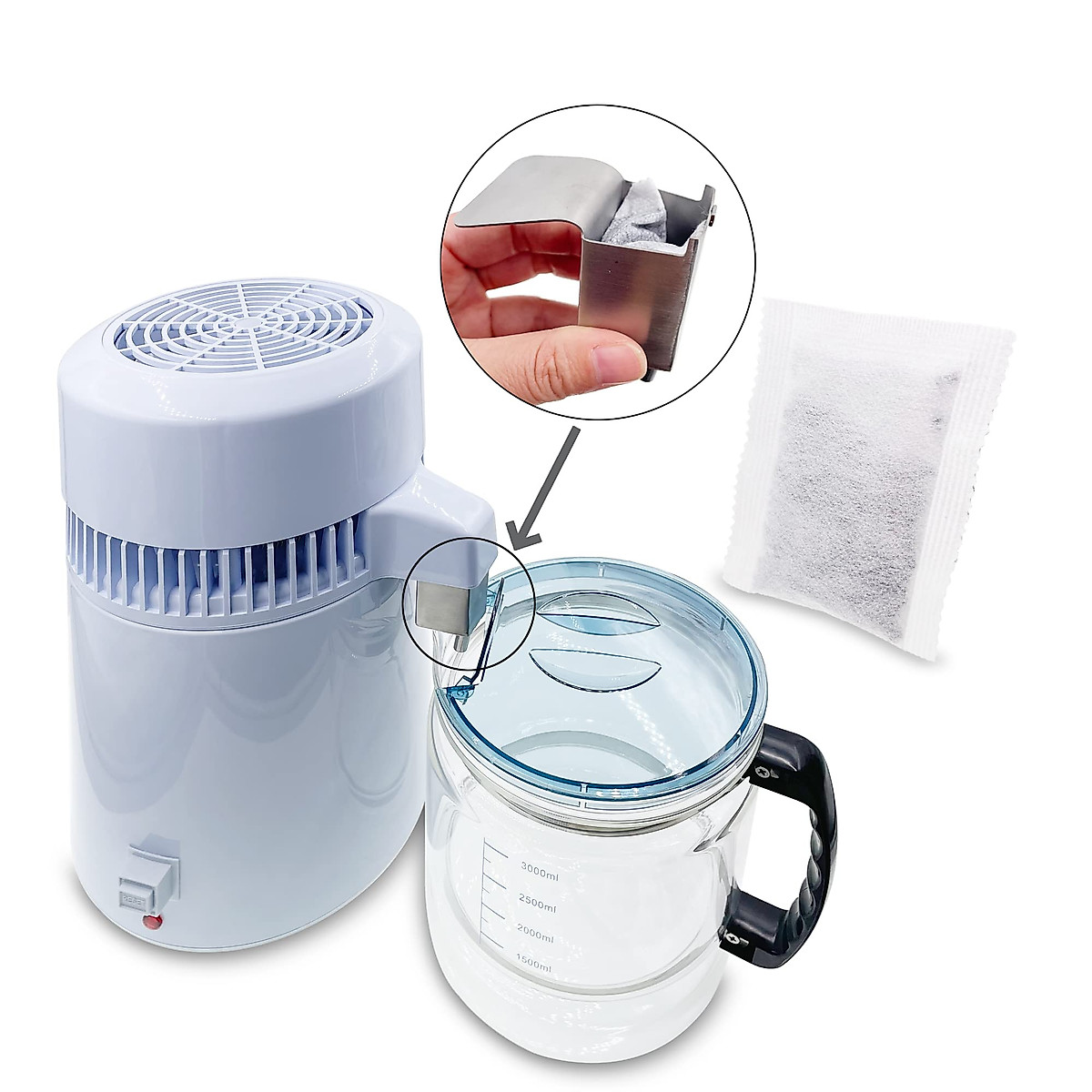 24 Pack Replacement Activated Charcoal Distiller Filters - Coconut Shell Activated Carbon Filter Sachets -Compatible with Megahome and other Countertop Distillers