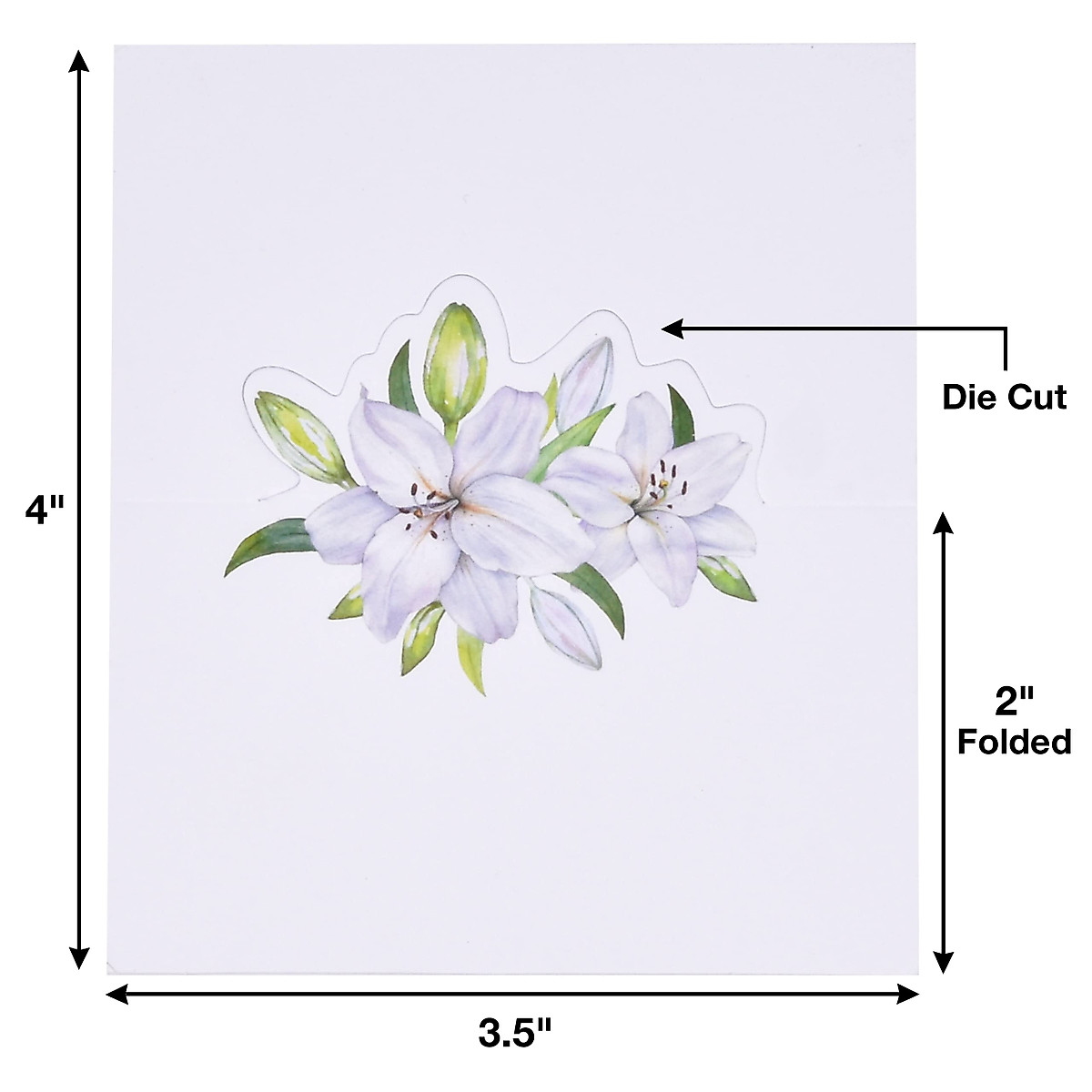 Gift Boutique 100 Lilies Place Cards White Floral Flower Wedding Seating Name Card Table Setting Folded Tent Cards 2 x 3.5 Inches