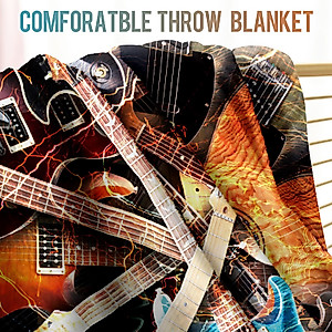 Levens Music Guitar Blanket Gifts for Women Girls Boys, Rock Instrument Decoration for Home Bedroom Living Room Sofa, Soft Fuzzy Lightweight Throw Blankets 50"x60"