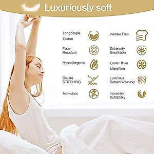 GLIMMER TEXTILE 100% Organic Cotton 1200 Thread Count Queen(60"x80") Orange Sheet Set | Sateen Weave |Hotel Luxury Bedding 4 Piece Sheet Sets| Breathable & Soft | Fits Upto 22" Deep Pocket Mattress.