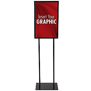 Displays2go Poster Sign Stand 14" x 22", Top Insert, Double-Sided Metal Frame - Black (TWN1422BLK)