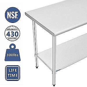 WMAOT Stainless Steel Work Table Commercial Grade NSF Certified Kitchen 24 x 36 Inch Classics Heavy Duty Food Prep for Restaurant, Home, Hotel, Business, Warehouse, Garage