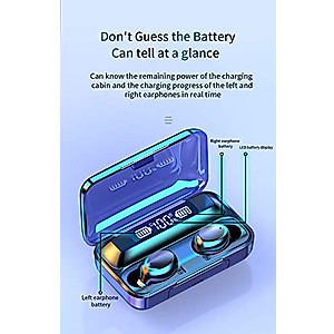 Kuhxz True Wireless Touch Control Bluetooth 5.0 Headphones, 3D Stereo Deep Bass in-Ear Headset w/Mic, IPX6 Waterproof Earphones for Sports, 180H Playtime w/Digital Display Charging Case