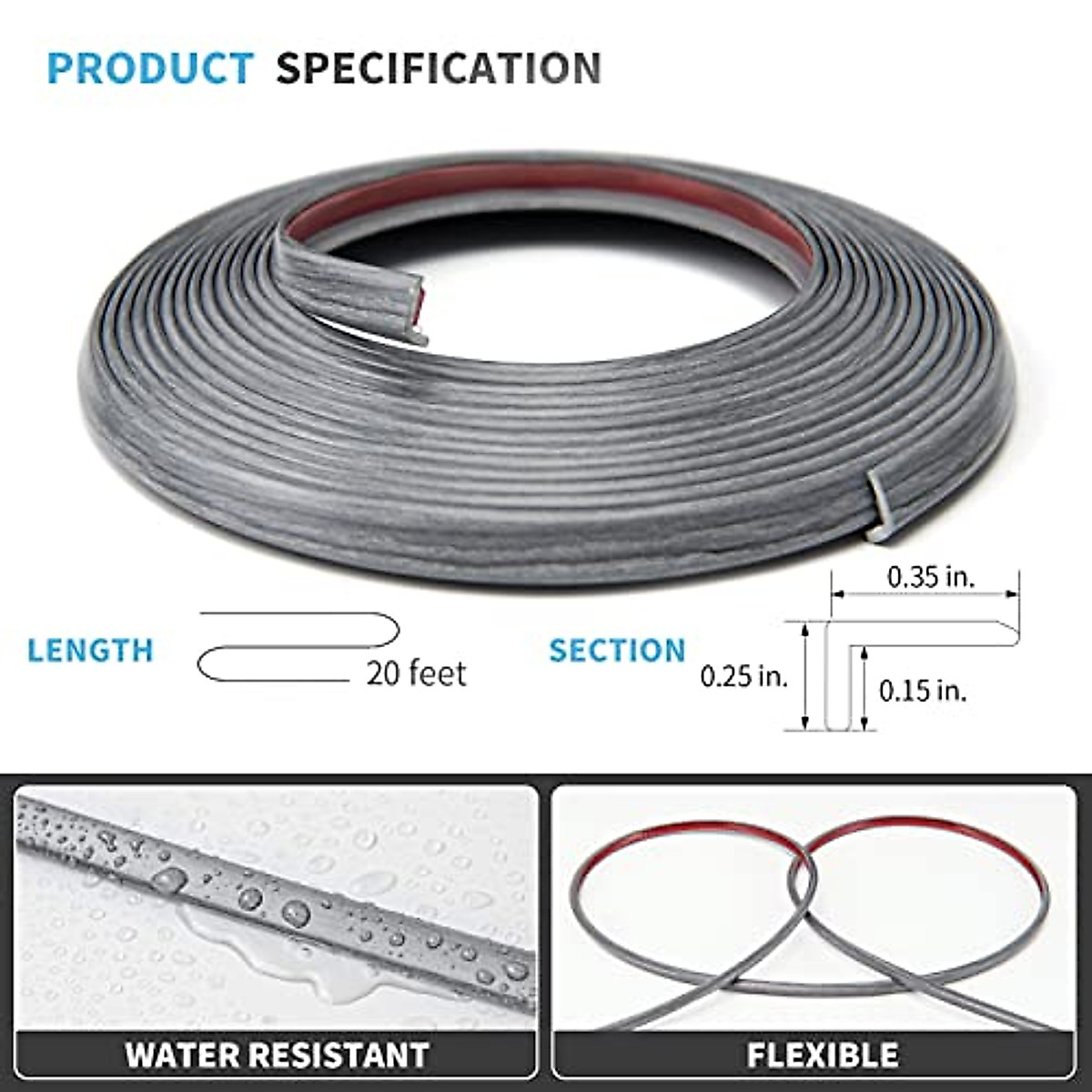 Art3d 20ft Outside Vinyl Corner Trim Peel and Stick for Tile and Wall Edges, Furniture Decoration, Gray Oak