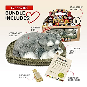 Original Petzzz Schnauzer, Realistic Lifelike Stuffed Interactive Pet Toy, Companion Pet Dog with 100% Handcrafted Synthetic Fur