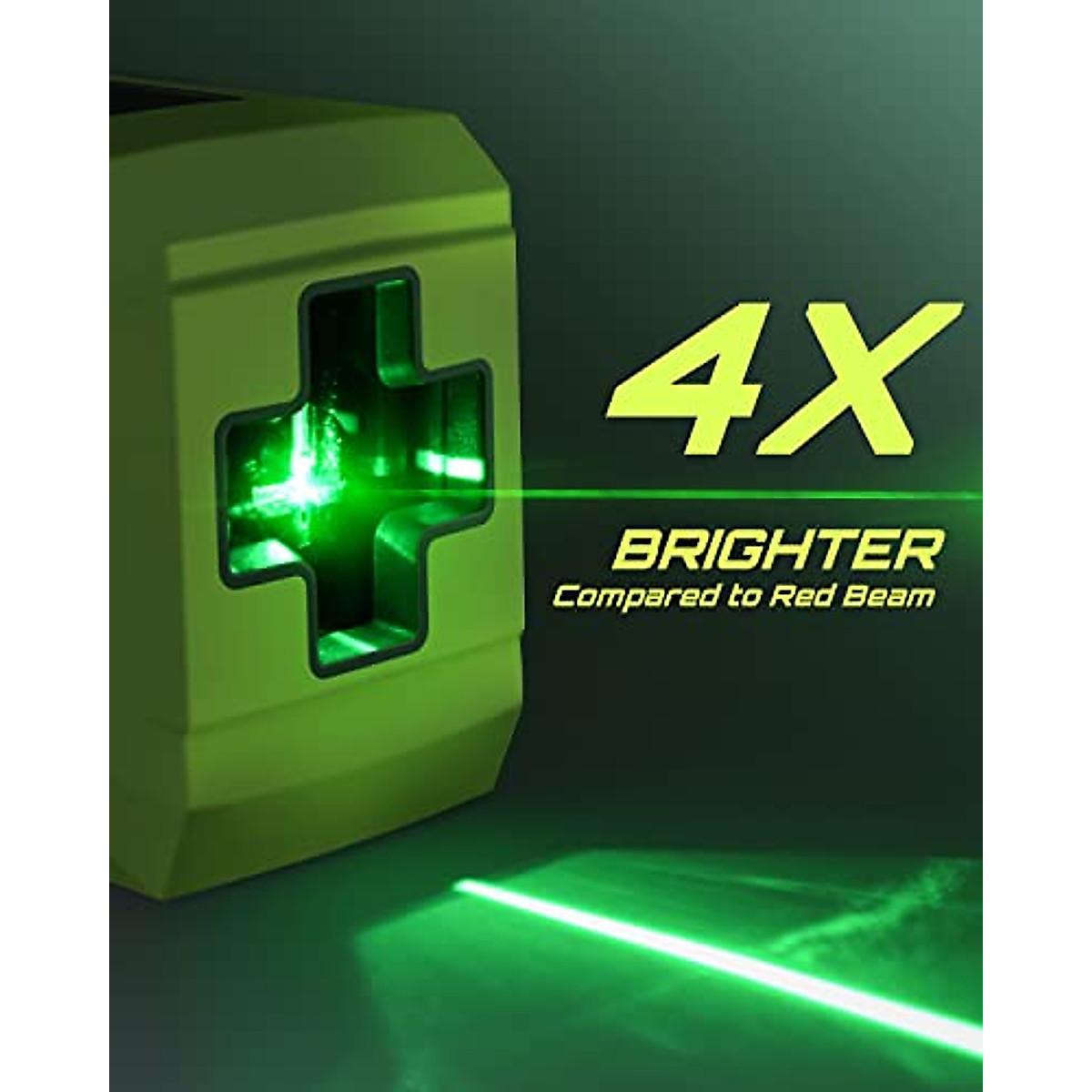 LASGOO Laser Level Self Leveling, Green Cross Laser Line with Vertical and Horizontal for Picture Hanging and Construction, Magnetic Rotating Stand and Portable Case Included, Green