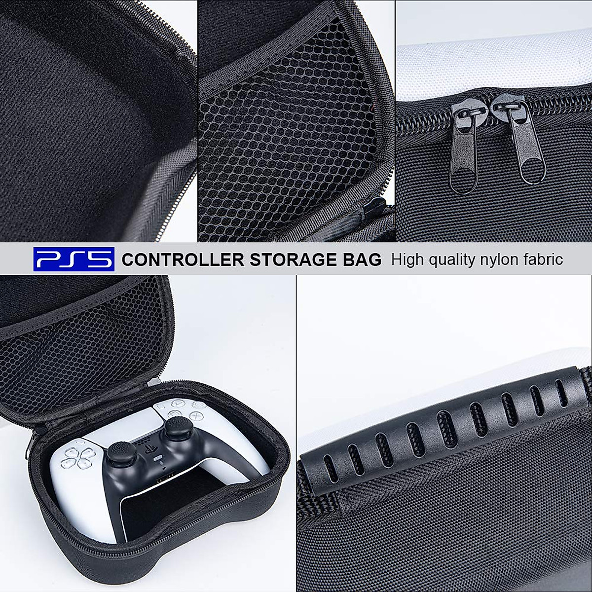 ASFSKY PS5 DualSense Controller Carry Case PS5 Controller Storage Bag Travel Carrying Case Holder Shockproof Protective Hard Case for PlayStation 5 DualSense Controller (WHITE+BLACK)
