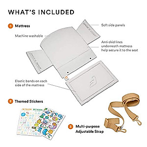 JetKids by Stokke BedBox, Kid's Ride-On Suitcase & In-Flight Bed, Help Your Child Relax & Sleep on the Plane, Best for Ages 3-7, White/Full Moon