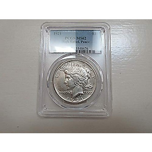 Certified Peace Silver Dollar 1921 MS62 PCGS