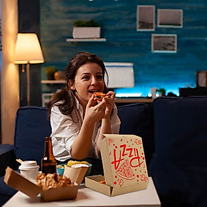 15 Pcs Pizza Boxes, 7.3 x 7.3 x 1.6" Kraft Corrugated Pizza Boxes Cardboard Boxes Take Out Containers Gift Packing Boxes Takeaway Mailing Shipping Storage Boxes for Pizza, Cake, Cookies, Food (Red)