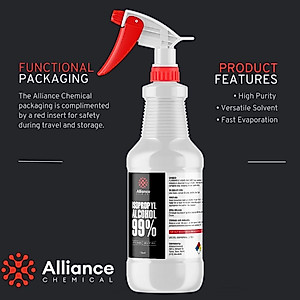 Isopropyl Alcohol 99% - 1 Quart Spray Bottle - High-Purity Concentrated Rubbing Alcohol for Effective Cleaning - Quick-Drying, Domestically Sourced IPA