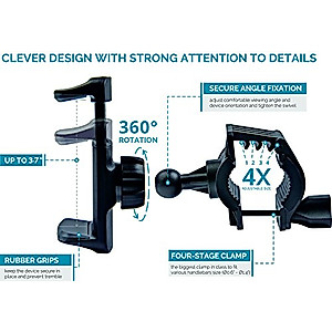 Bike & Motorcycle Phone Mount - for iPhone 14 Pro (13, 12, SE, Plus/Max), Galaxy s22 or Any Cell Phone - Universal Handlebar Holder for ATV, Bicycle & Motorbike. +100 to Safeness & Comfort