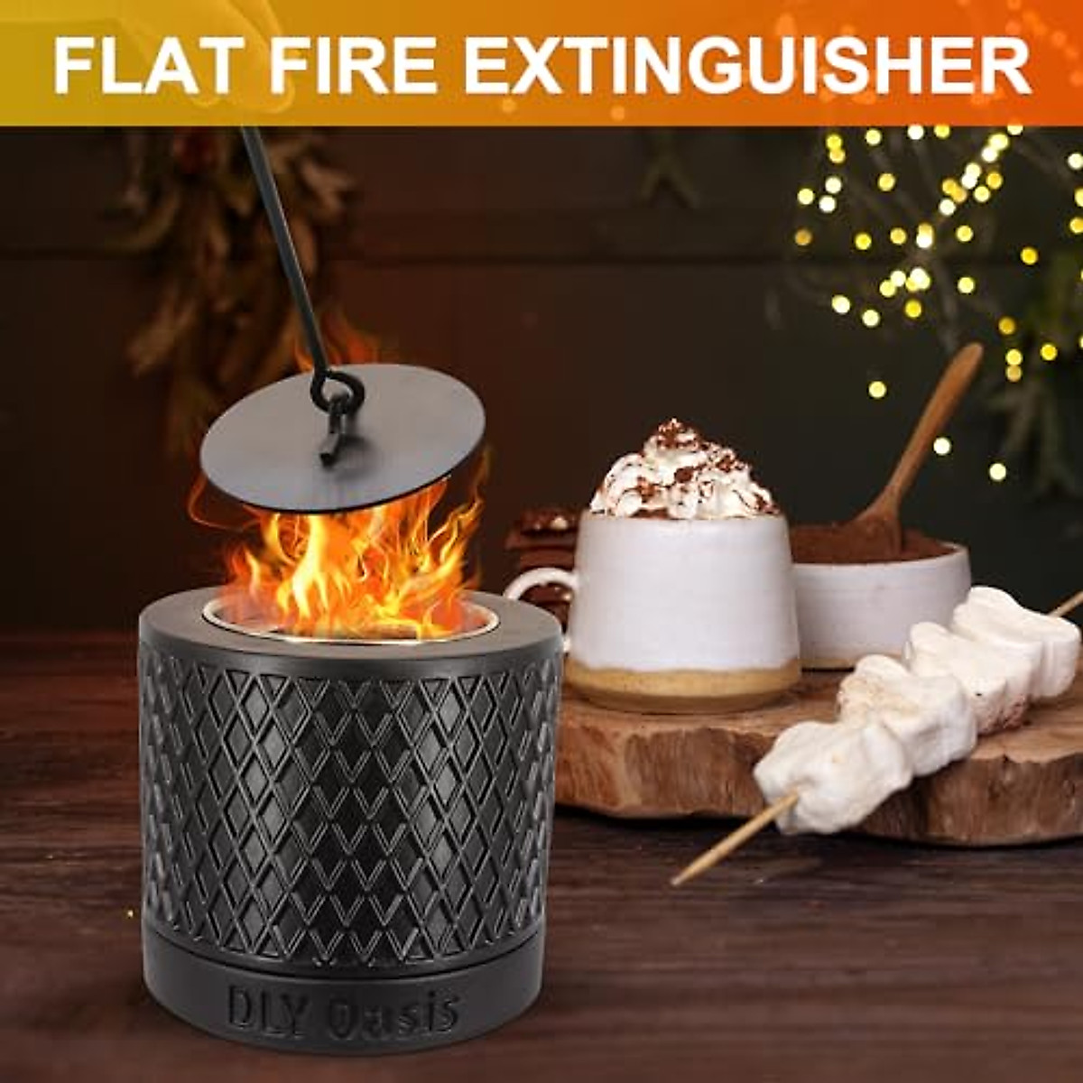 Concrete Tabletop Fire Pit - Ethanol Fire Pit, Table Top Fire Pit Bowl, Mini Fire Pit, Portable Fireplace for Indoor & Garden for Dinner Partlies, Home Decoration