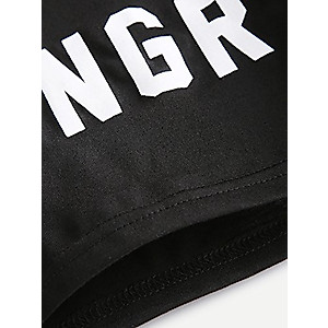 SweatyRocks Women's Summer Sleeveless Letter Print Casual Crop Tank Top Shirts Black S