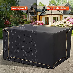 NOBLEMOOD 48 INCH Propane Fire Pit Outdoor Fire Table w/Faux Ledgestone Base, 50,000 BTU Gas Fire Pit Table w/Aluminum Table Top, Waterproof Cover for Outdoor, Patio, Garden, CSA Certification
