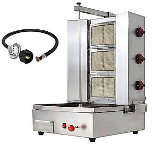 Li Zhen 3 Burners Shawarma Machine Commercial Chicken Shawarma Machine Gyro Grill Rotating Kebab Machine for Commercial Kitchen Use, Silver,41.9 lbs.