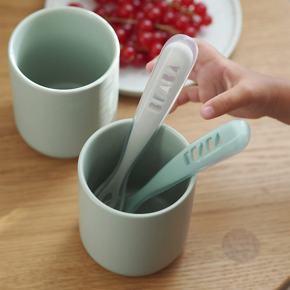 BEABA Baby's First Foods Spoon Set with Travel Case, Original Silicone Baby Spoons, Baby Essentials, Baby Spoons, Travel Set, Baby Gifts, Sage + Cloud