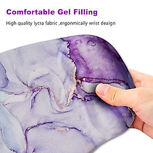 ARTSO Ergonomic Mouse Pad with Wrist Support Gel Mouse Pad Wrist Rest, Non-Slip PU Base Comfortable Mousepad for Office Home Working Studying Pain Relief & Easy Typing, Purple Blue Marble