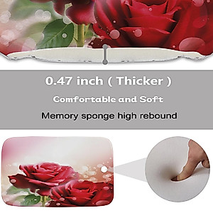 lczVEN Red Rose Bath Rugs, Imitation Cashmere Romantic Floral Glittering Bubble Bath Mat, Ultra Soft Non-Slip Bath Mats for Bathroom, 3Pcs Bathroom Rug Set