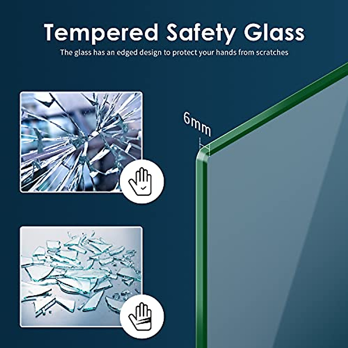 SUNNY SHOWER Frameless Shower Door for Bathtub,Hinged Tub Screen,Tempered Glass Tub Door,48" W x 58" H,Black Finish,Support Bar Included