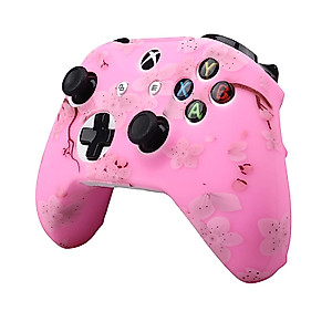 RALAN Pink Controller Skins for Xbox One, Silicone Controller Cover Skin Protector Compatible for Xbox Ones Controller (Pink Pro Thumb Grip x 2,Cat + Skull Cap &Cover Grip x 2) Blue Butterfly Pink