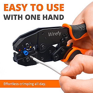 Wirefy Crimping Tool For Insulated Electrical Connectors - Ratcheting Wire Crimper - Crimping Pliers - Ratchet Terminal Crimper - Wire Crimp Tool 22-10 AWG