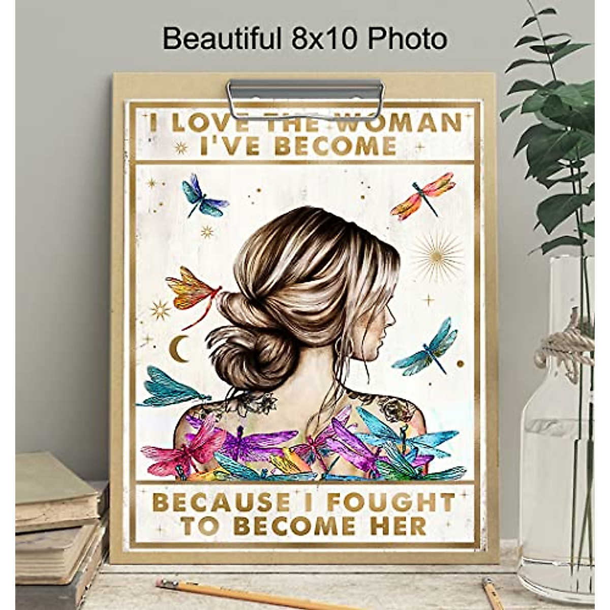 Positive Quotes Wall Art & Decor - Inspirational Quotes - Boho Wall Decor - Hippie Room Decor - Motivational Poster - Encouragement Gifts for Women - Rustic Girls Bedroom Living Room Home Office