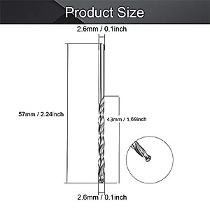Utoolmart High Speed Steel Straight Shank 2.6mm Diameter Drilling Twist Drill Spiral Drill Bits Set Power Tool 10Pcs