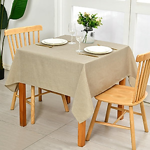 Hiasan Faux Linen Square Tablecloth - Wrinkle and Stain Resistant Washable Table Cloth for Kitchen Dining Room Holiday Table Cover for Party Dinner, Beige, 30 x 30 Inch