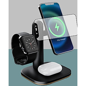 Pishon-Rio 3in1 QI Magnetic Wireless Multifunctional Charging Station for Apple iPhone, iWatches and AirPods (Black)