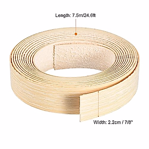 uxcell Edge Banding, 7/8 Inch x 24.6ft Pre-Glued Wood Veneer Edging Iron-on Flexible Edge Banding for Cabinet Repair Furniture Restoration, Khaki Oak