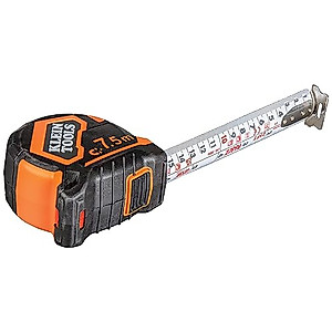 Klein Tools 9375 Tape Measure, Heavy-Duty Measuring Tape with 7.5 m Metric Double-Hook Double-Sided Nylon Reinforced Blade, Metal Belt Clip