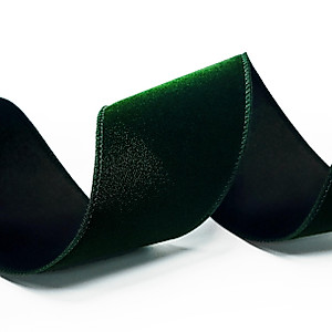 Dark Green Velvet Ribbon 2.5 Inch x 10 Yards for Christmas Tree Topper Home Decoration Wreath Gift Wrapping DIY Craft