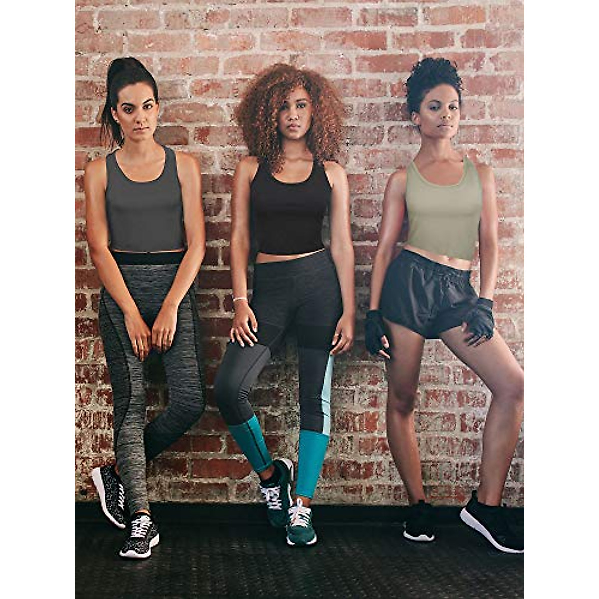 4 Pieces Basic Workout Crop Tank Tops Sleeveless Racerback Sport Tank Top for Women Yoga Running (Black, Charcoal Gray, Olive Green, Medium)