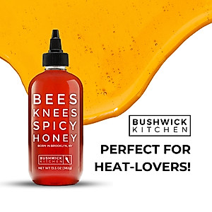 Bushwick Kitchen Bees Knees Spicy Honey, Natural Gourmet Honey Infused with Chili Peppers, 13.5 Ounces