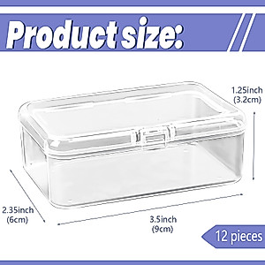Rcybeo 12 Pcs Small Plastic Storage Containers 3.7x2.4 Inches Craft Organizers Small Plastic Boxs for Beads, Small Items, Jewelry, Crafts Accessories, Game Pieces, Business Cards,Tools
