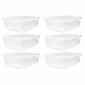 Life Story Clear Stackable Closet & Storage Box 34 Quart Containers, (6 Pack)