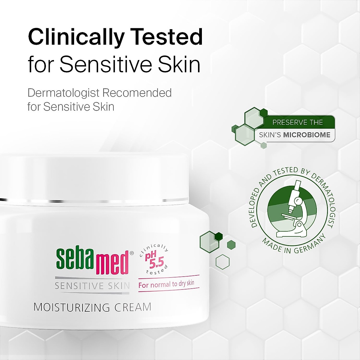 seba med Moisturizing Face Cream for Sensitive Skin pH 5.5 Hypoallergenic Ultra Hydrating with Vitamin E Dermatologist Recommended 2.6 Fluid Ounces (75 Milliliters)