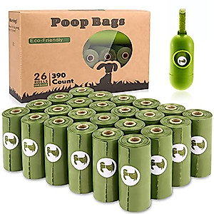Dog Poop Bag Biodegradable Scented: Leak Proof Dog Waste Bags With 1 Dispenser, Eco-Friendly Poop Bags 26 Rolls Refills -390 Counts