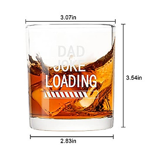 Dad Joke Loading Whiskey Glass 10Oz, Funny Old Fashioned Whiskey Glass Gift for New Dad, Father, Papa, Old Man, Dad Whiskey Rocks Glass Gifts for Christmas, Birthday, Father's Day for Bourbon Whiskey
