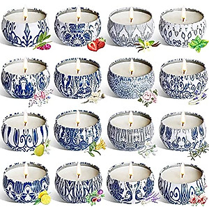 JHENG Scented Candles Gifts Set 16 Pack Soy Wax Travel Tin Jar Candles for Home 2.5 OZ Aromatherapy Candles for Mom for Christmas, Birthday, Thanksgiving, Mother's Day
