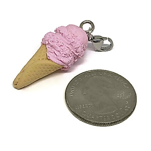 Handmade Strawberry Ice Cream Cone Charm