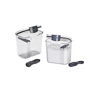 Progressive International Prepworks ProKeeper 2- Piece Kitchen Clear Food Baker's Kitchen Storage Organization Canister Set (Powdered Sugar 1.4-Quart)