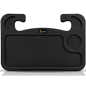 EcoNour 2 in 1 Car Steering Wheel Desk | Steering Wheel Tray for Laptop Car Mount with Pen Holder | Car Food Tray for Eating with Drinks Holder | Multipurpose Travel Car Accessories