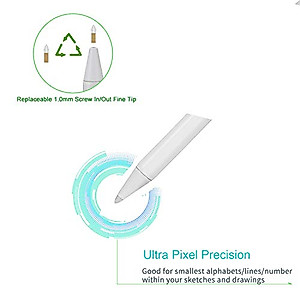 Pencil for Apple iPad Air 5th/4th/3rd Generation,Palm Rejection Stylus Pen for iPad Air 5th/4th/3rd, Tip Stylus Compatible with Apple Pencil 2nd Generation for iPad Air 5/4/3,White