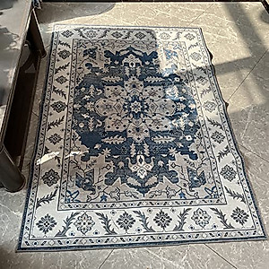 5X7 Persian Distressed Small Entryway Rug Doormat Bohemian Non-Slip Washable Low-Pile Floor Carpet for Indoor Front Entrance Kitchen Bathroom