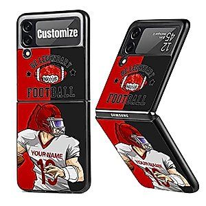Custom Football Team Jersey Names & Numbers Phone Cases Trendy Design for Boy Men Be Legendry Cover Applicable to Samsung Galaxy Z Flip 3 4 (Kansas City)