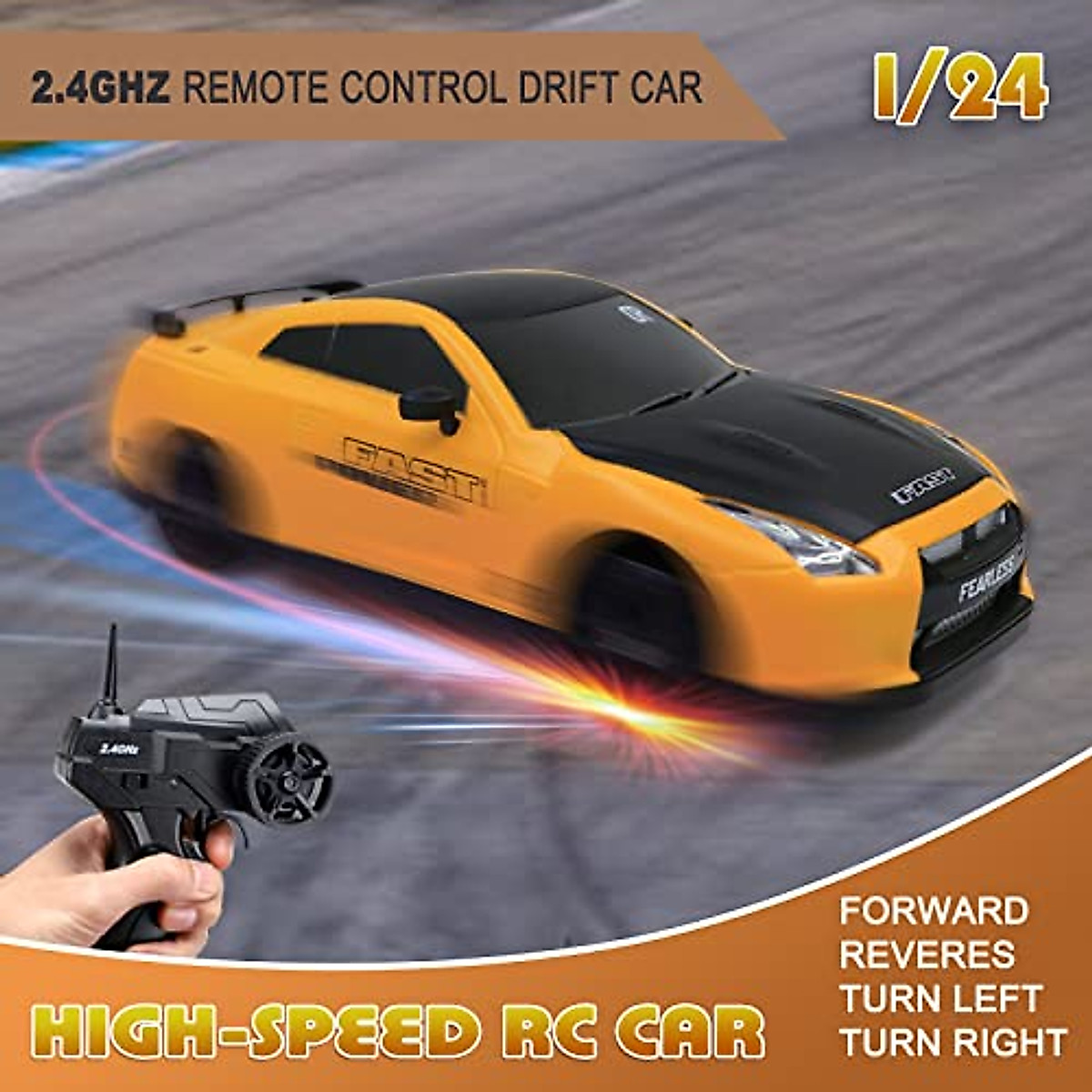 Desdoni RC Drift Car 2.4GHz 1:24 Scale 4WD High Speed Remote Control Cars Vehicle with LED Lights Batteries and Drifting Tires Racing Sport Toy Cars for Adults Boys Girls Kids Gift…