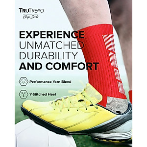 TruTread Non Slip Soccer Socks Mens | 4 Pairs | Non Skid Grip | Football Basketball Sport