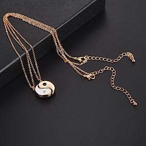 LUX ACCESSORIES Ying Yang Twins Emoji symbol BFF Pendent Friendship Necklaces Gift for Friends (Gold)